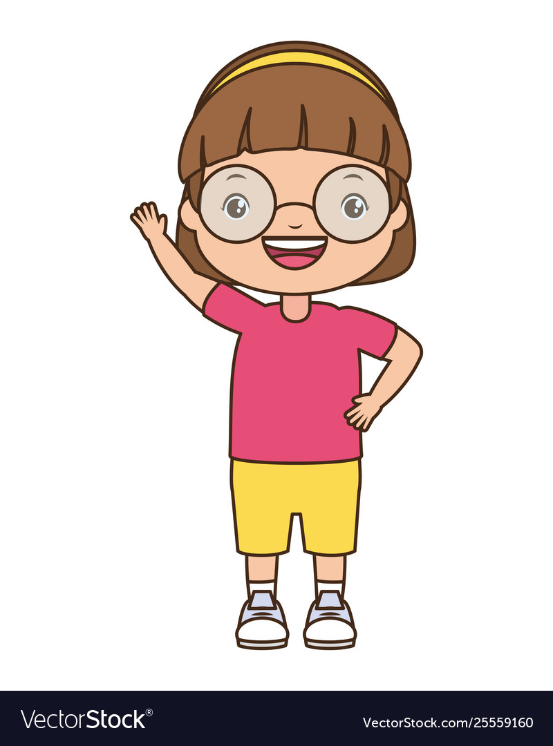 Smiling girl waving hand Royalty Free Vector Image