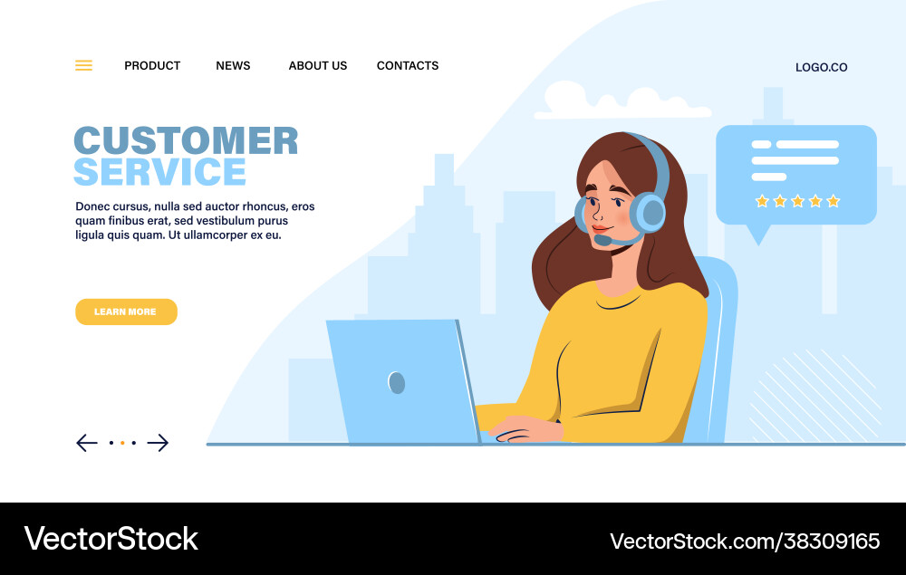 Call center or customer service landing page Vector Image