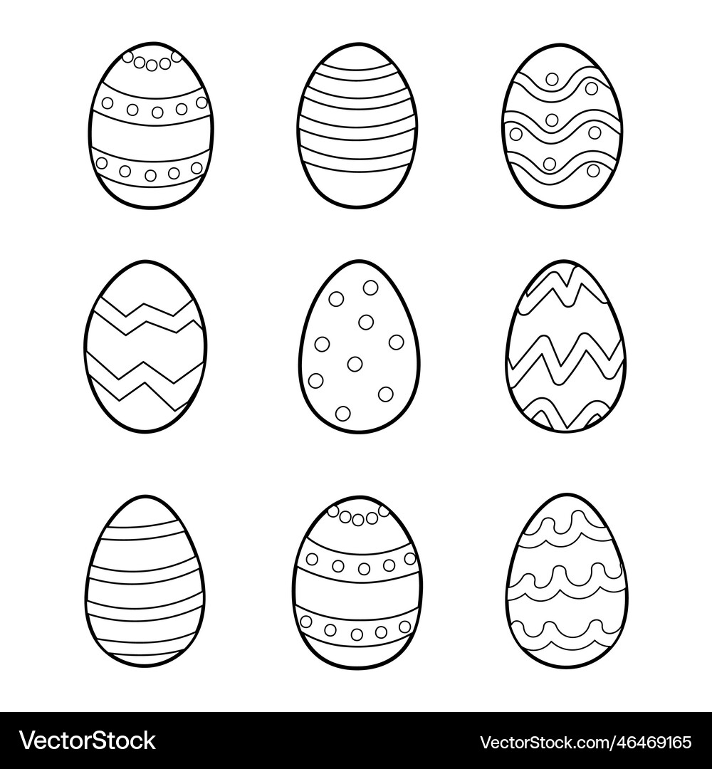 Easter doodle eggs with ornament coloring page Vector Image