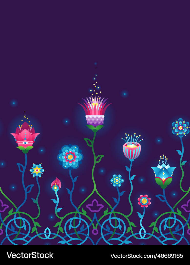 Eastern seamless border with acid colors Vector Image