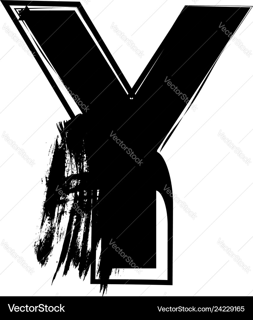 Grunge font letter y Royalty Free Vector Image