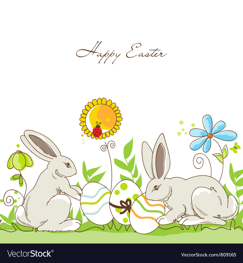 Happy easter rabbits Royalty Free Vector Image