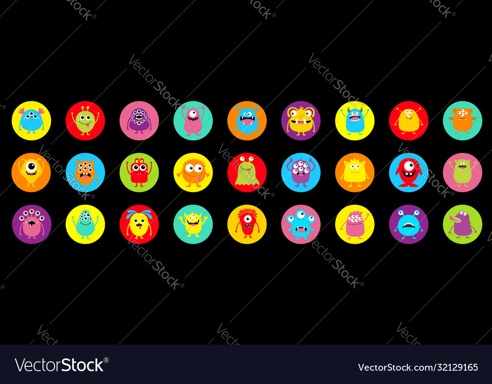 Happy halloween monster colorful silhouette super Vector Image