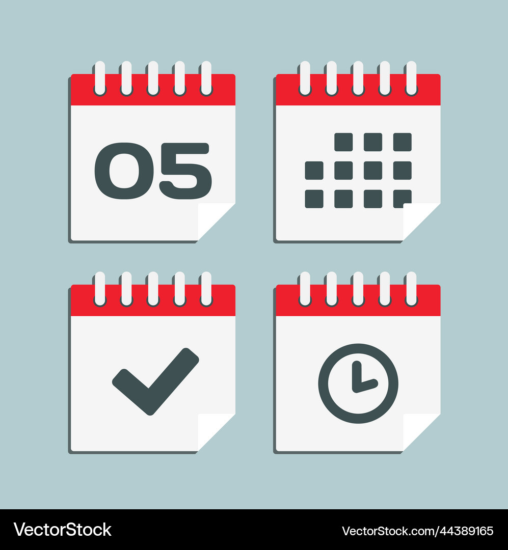 Icon calendar number 5 agenda app timer done Vector Image