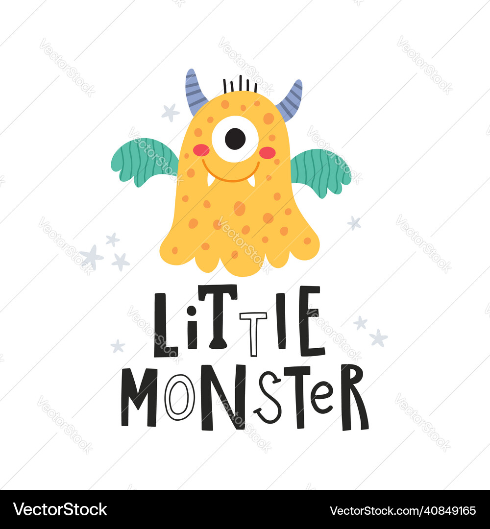 Image of monster and lettering text Royalty Free Vector