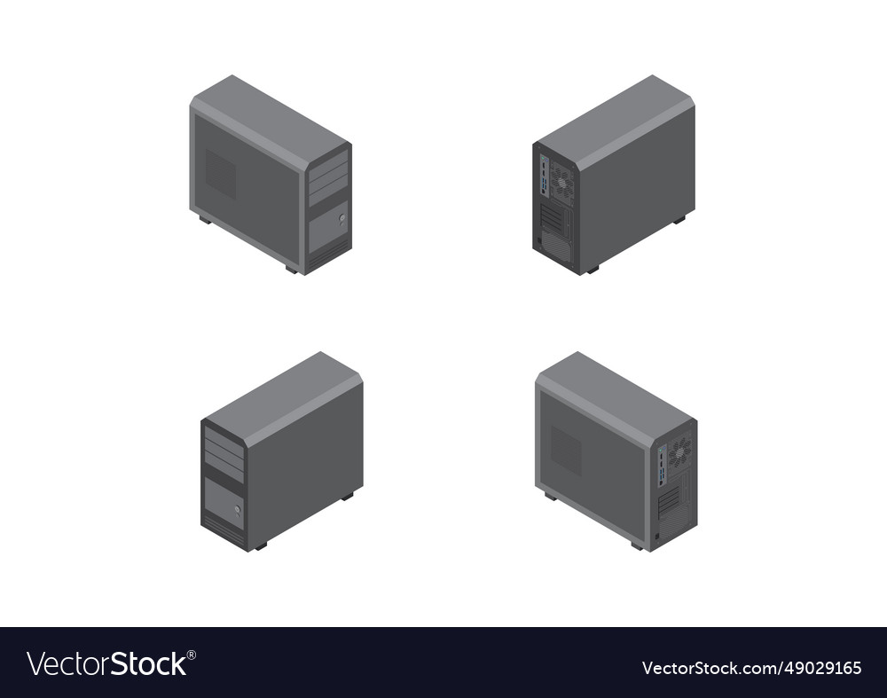 Isometric set of computer case Royalty Free Vector Image