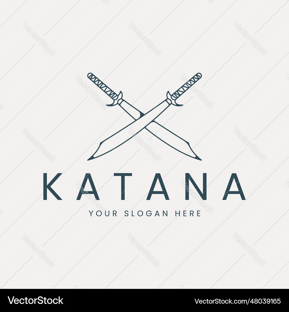 Katana logo line art template design sword icon Vector Image
