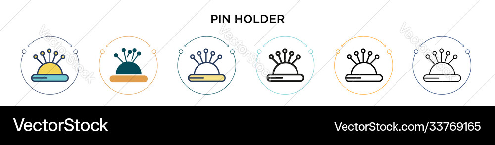 Pin holder icon in filled thin line outline Vector Image