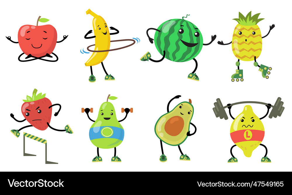 Sporty fruits set Royalty Free Vector Image - VectorStock