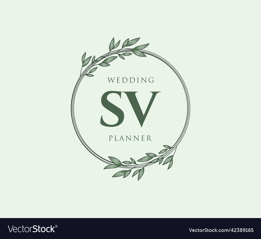 Sv initials letter wedding monogram logos Vector Image