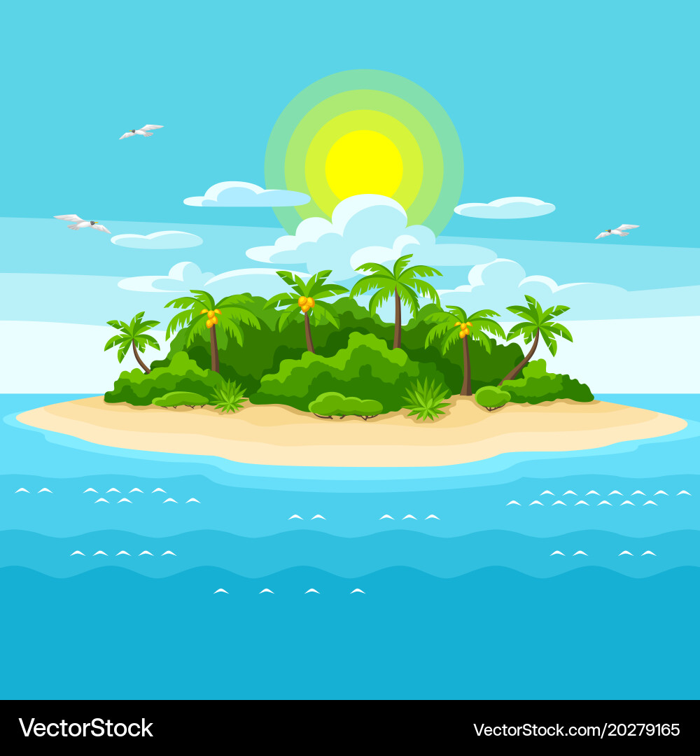 Tropical island in ocean Royalty Free Vector Image