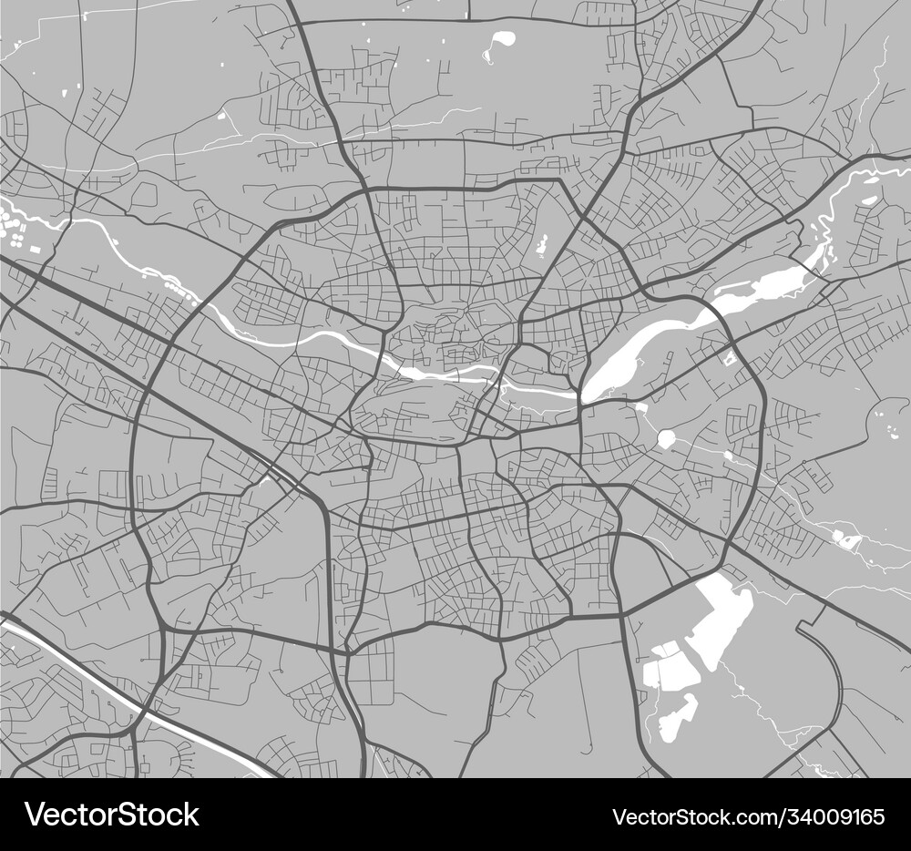 Urban city map nuremberg poster grayscale Vector Image