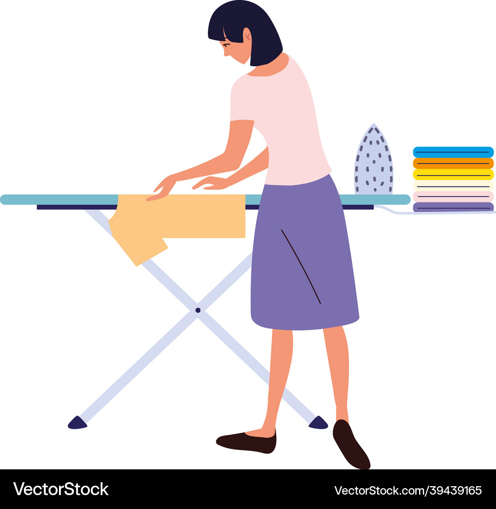Woman ironing clothes Royalty Free Vector Image