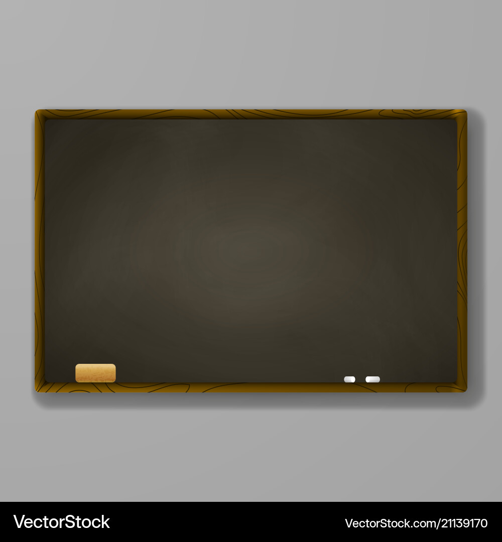 Brown chalkboard on gray wall blackboard Vector Image