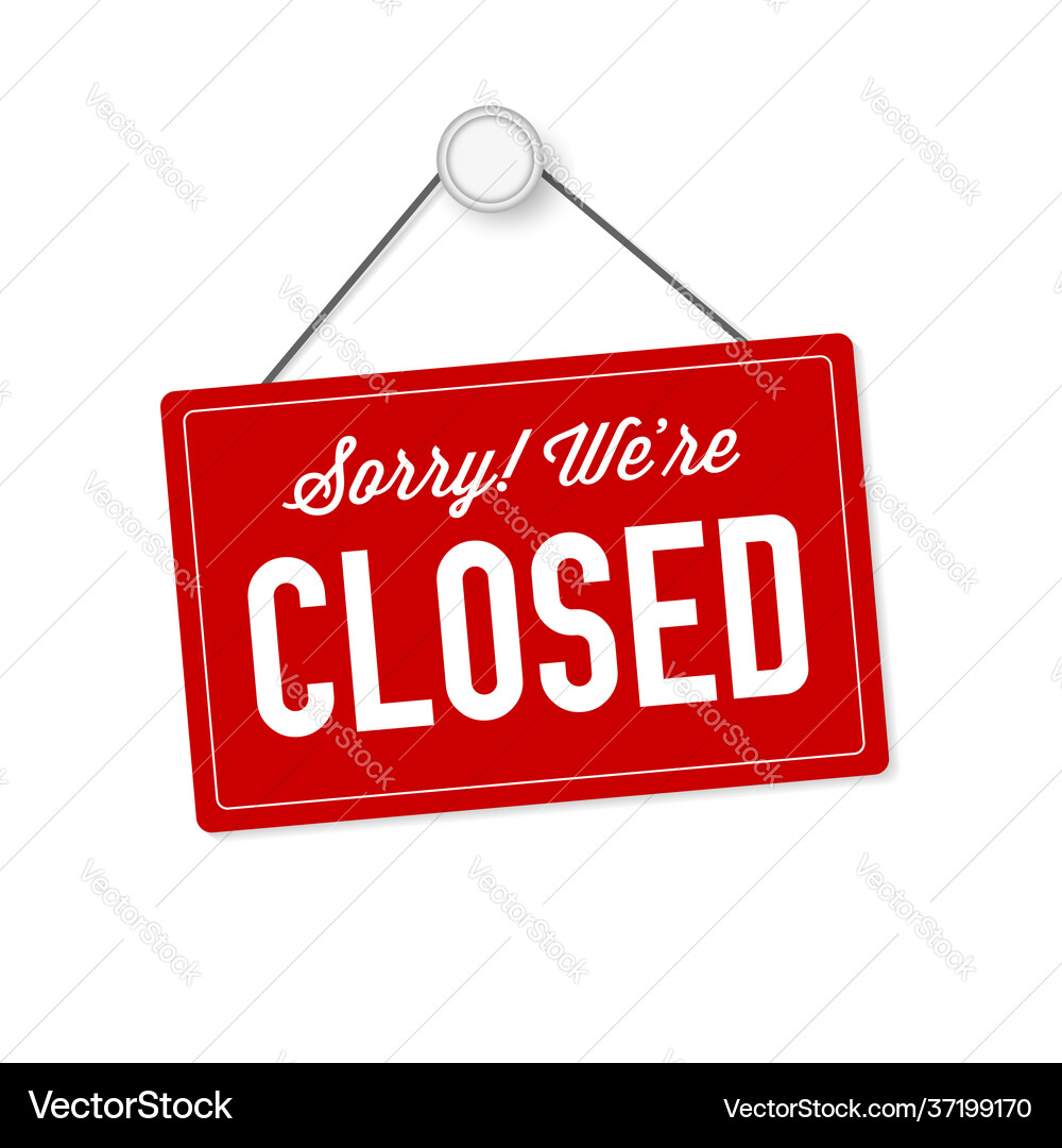 Closed hanging sign isolated on white Royalty Free Vector