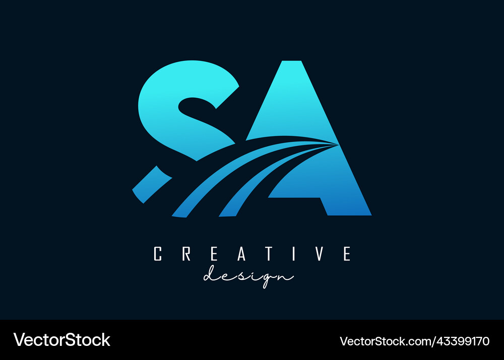 Creative blue letters sa s a logo with leading Vector Image