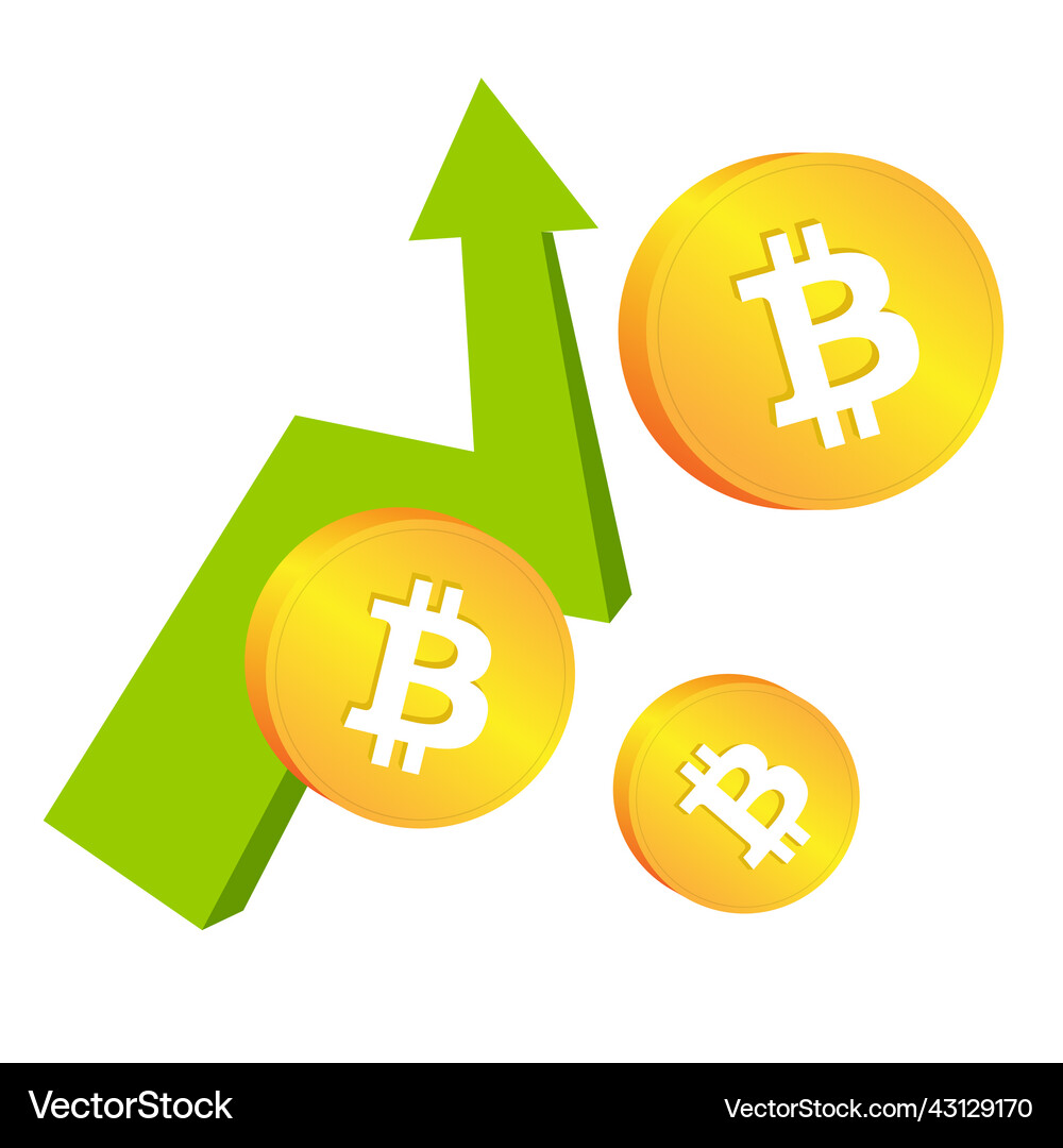 Crypto market going up bitcoin price increase Vector Image