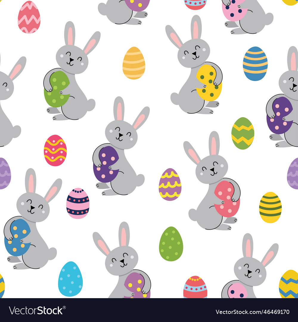 Cute easter rabbit with egg seamless pattern Vector Image