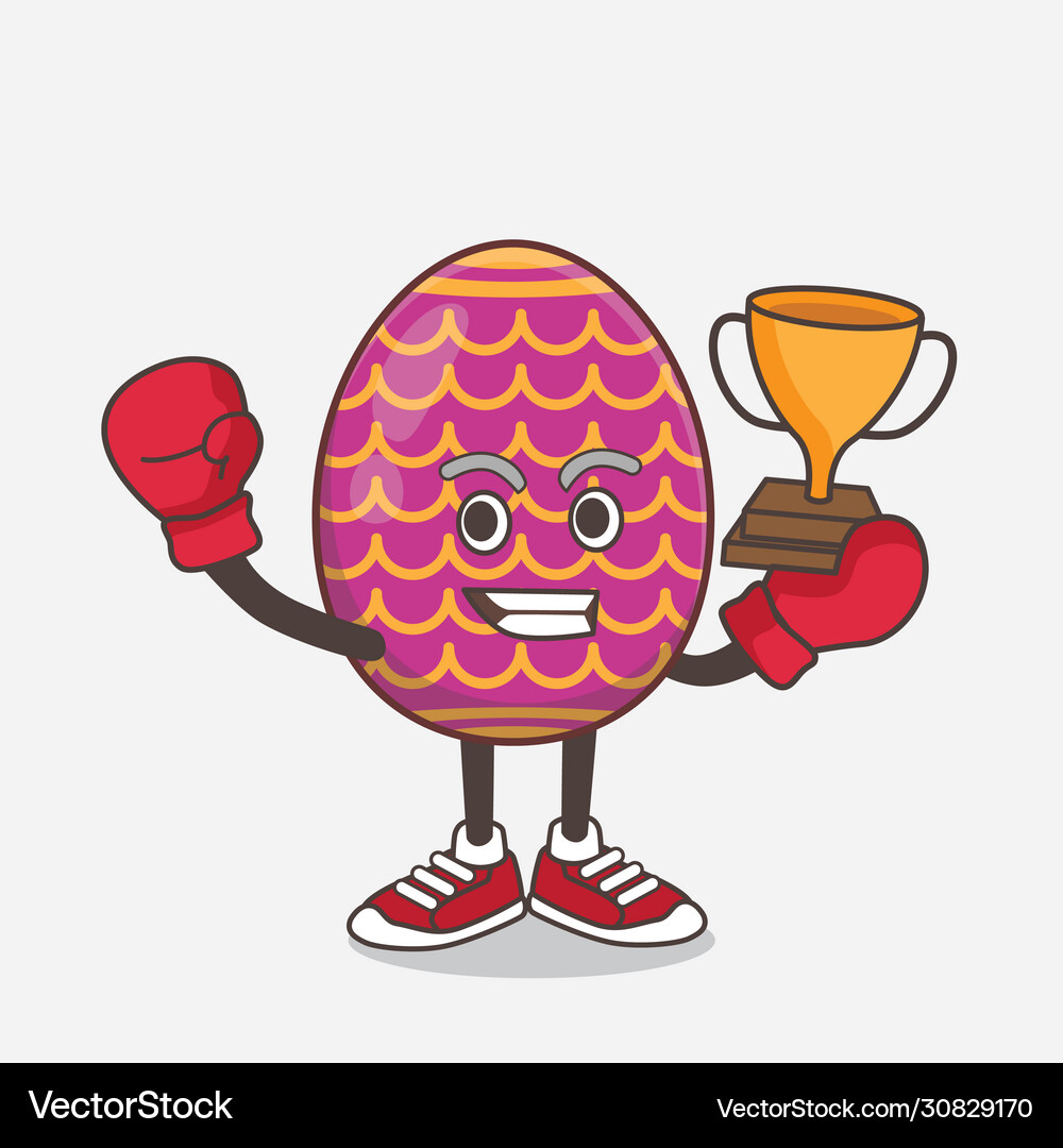 Easter egg cartoon mascot character as boxing Vector Image