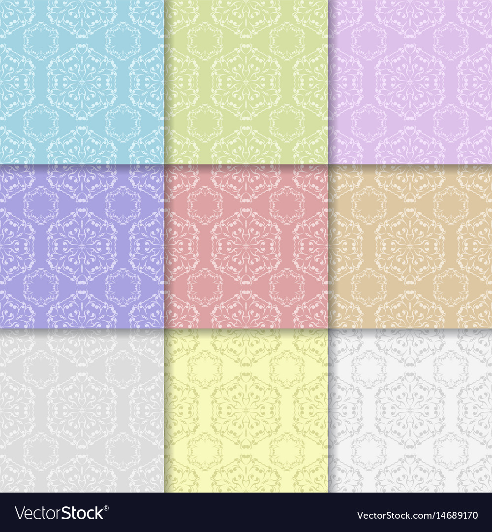 Floral seamless patterns colored background Vector Image