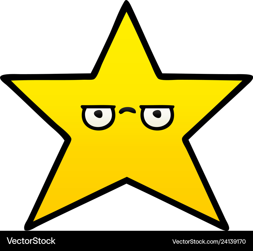 Gradient shaded cartoon gold star Royalty Free Vector Image