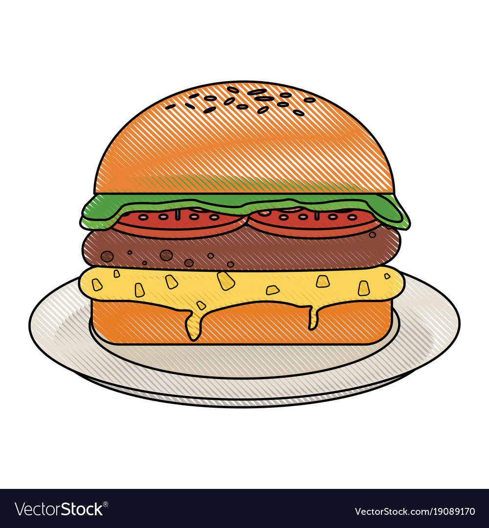 Hamburger fast food Royalty Free Vector Image - VectorStock