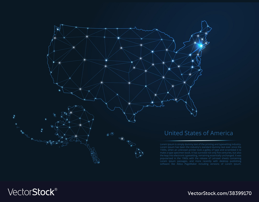 Map network united states Royalty Free Vector Image