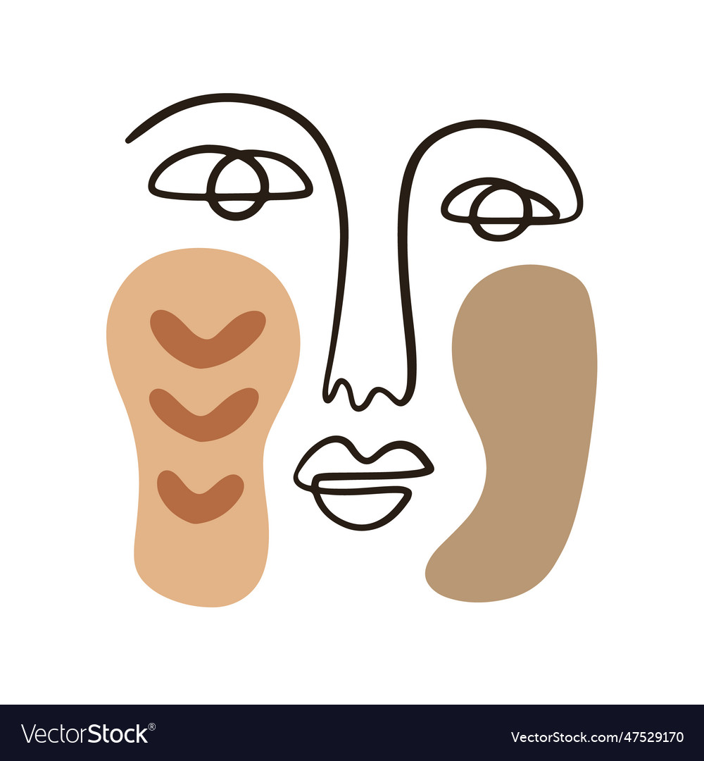One Line Drawing Human Face With Organic Shapes Vector Image one-line-drawing-human-face-with-organic-shapes-vector-image
