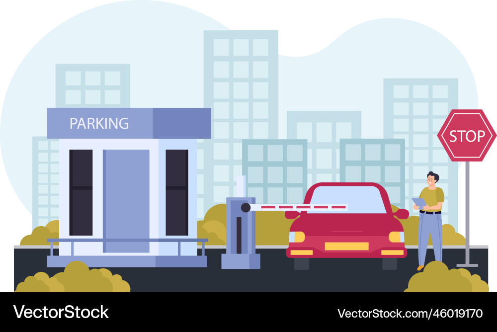 Parking flat colored composition Royalty Free Vector Image
