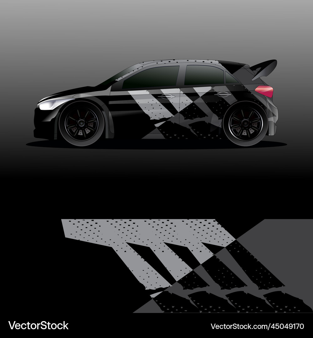 Rally car decal graphic wrap abstract back Vector Image