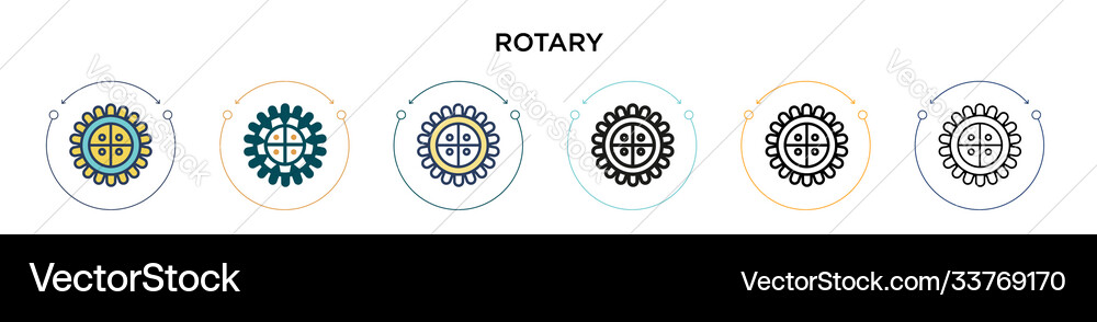 Rotary icon in filled thin line outline Royalty Free Vector