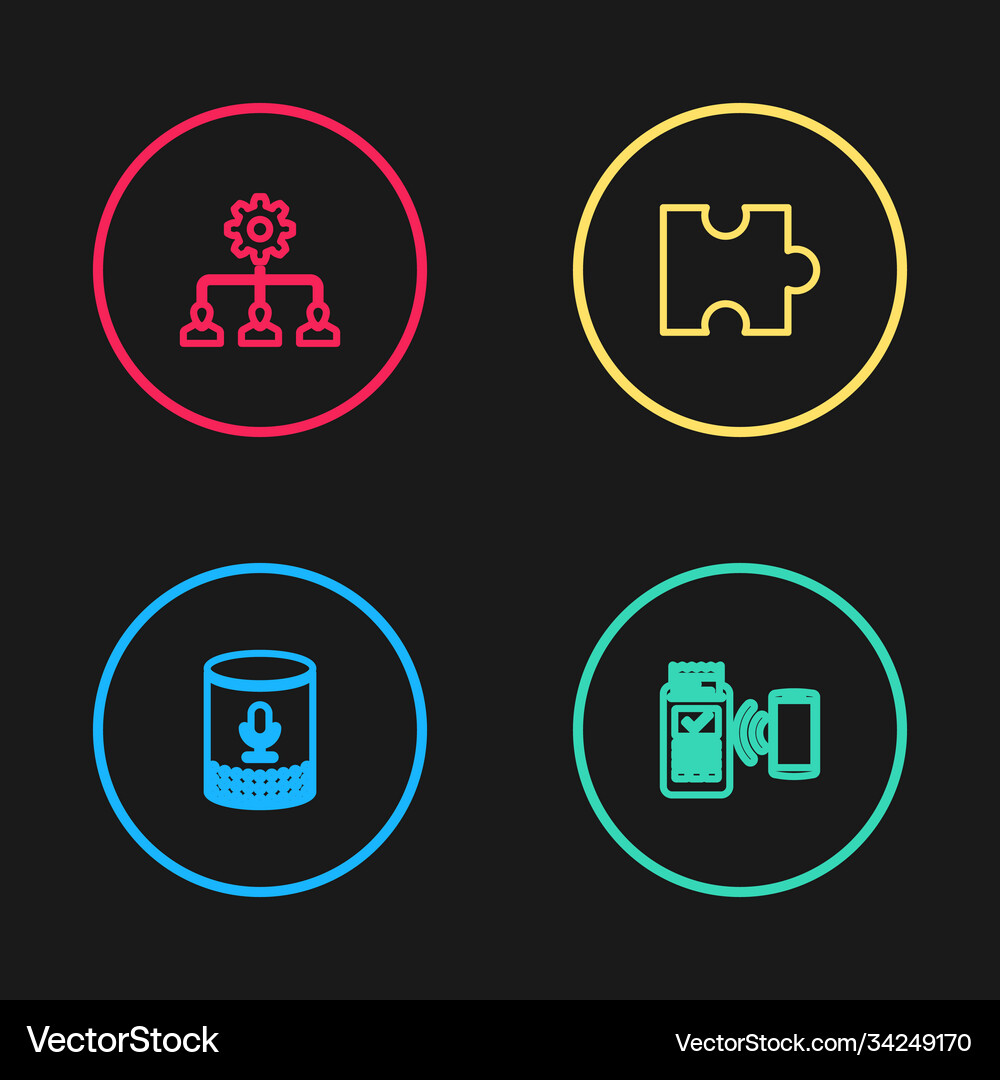 Set line voice assistant pos terminal piece Vector Image