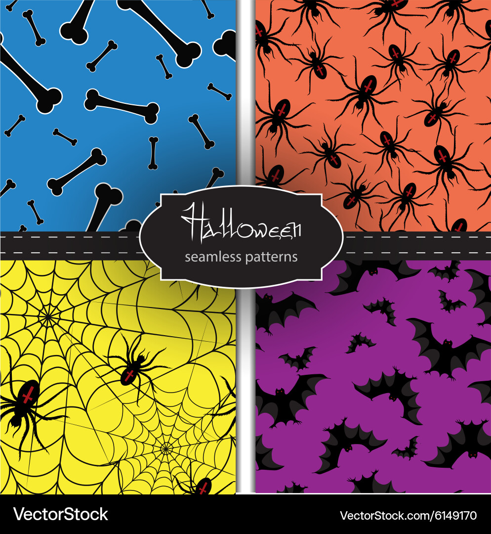 Set of seamless halloween Royalty Free Vector Image