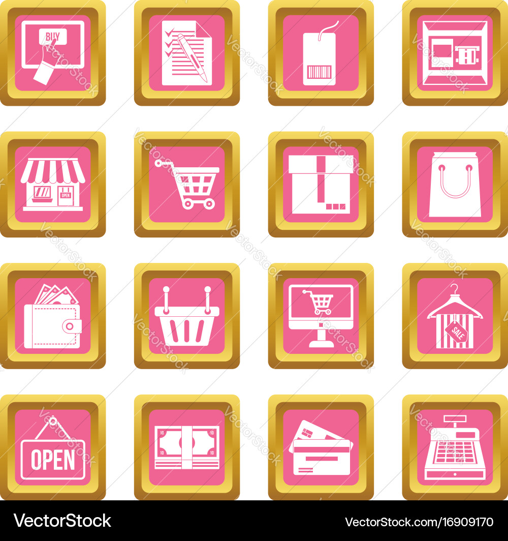 Shopping icons pink Royalty Free Vector Image - VectorStock