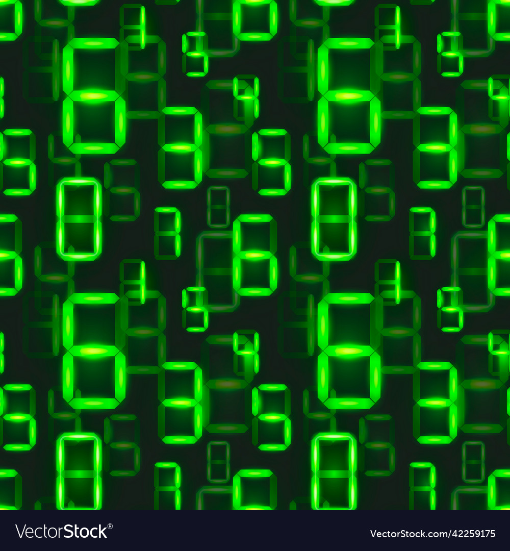 Bright green vintage digital led numbers seamless Vector Image