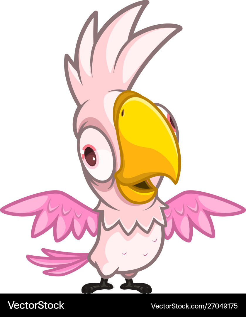 Cute white parrot with a large yellow beak Vector Image