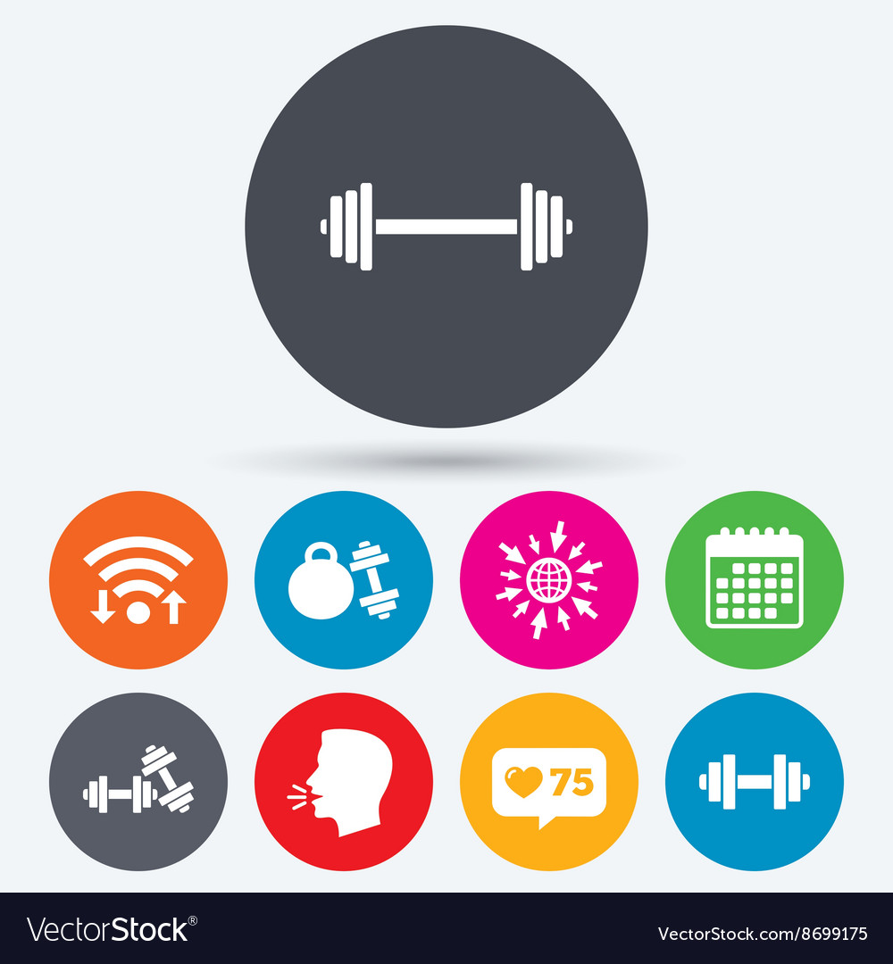 Dumbbells icons fitness sport symbols Royalty Free Vector