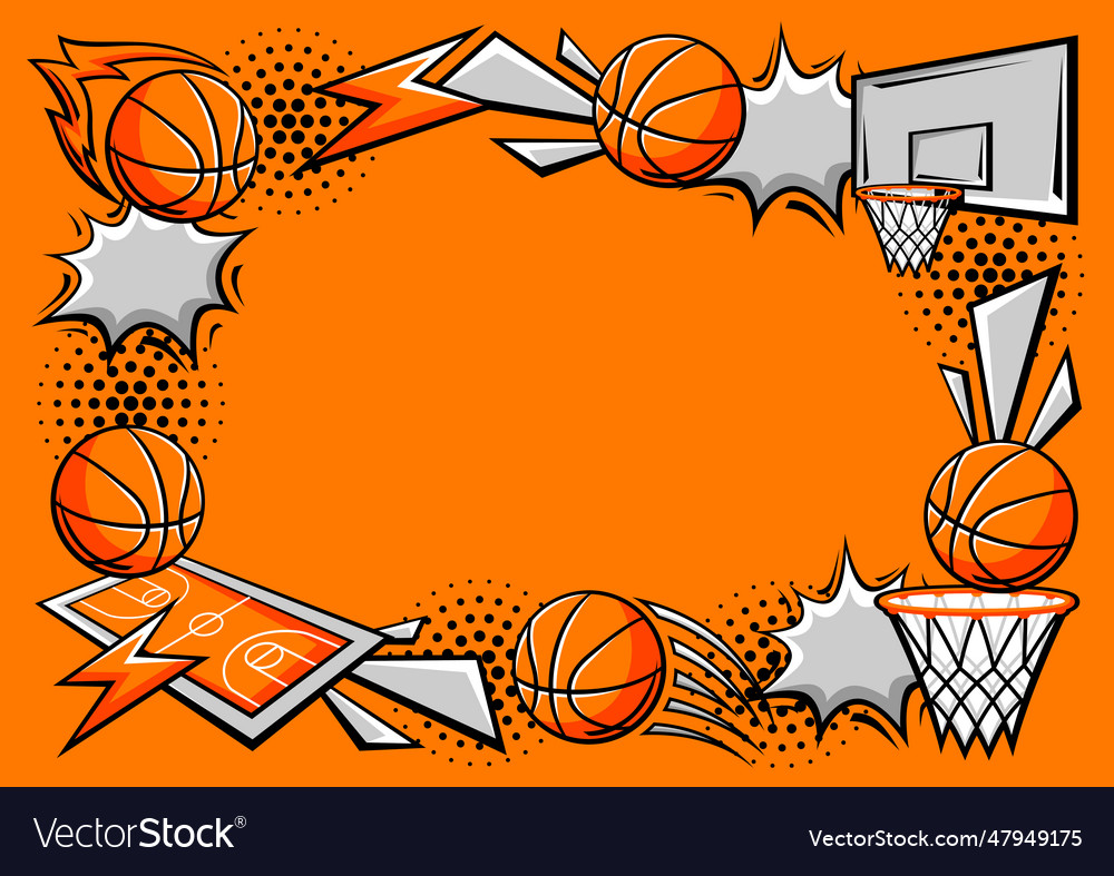 Frame with basketball items sport club Royalty Free Vector