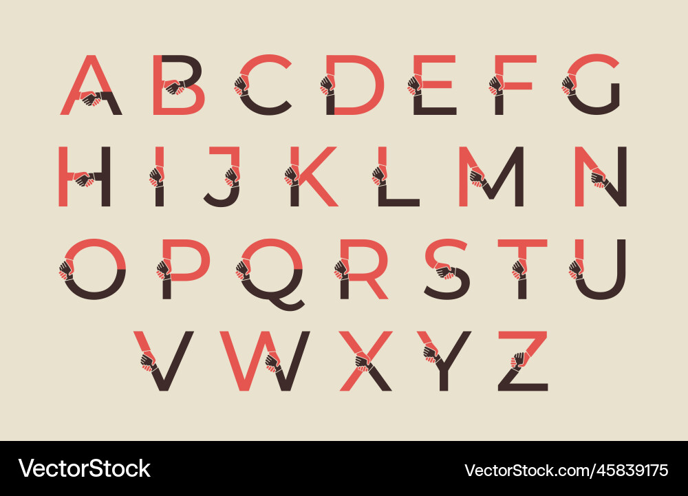 Handshake font corporate emblem alphabet Vector Image