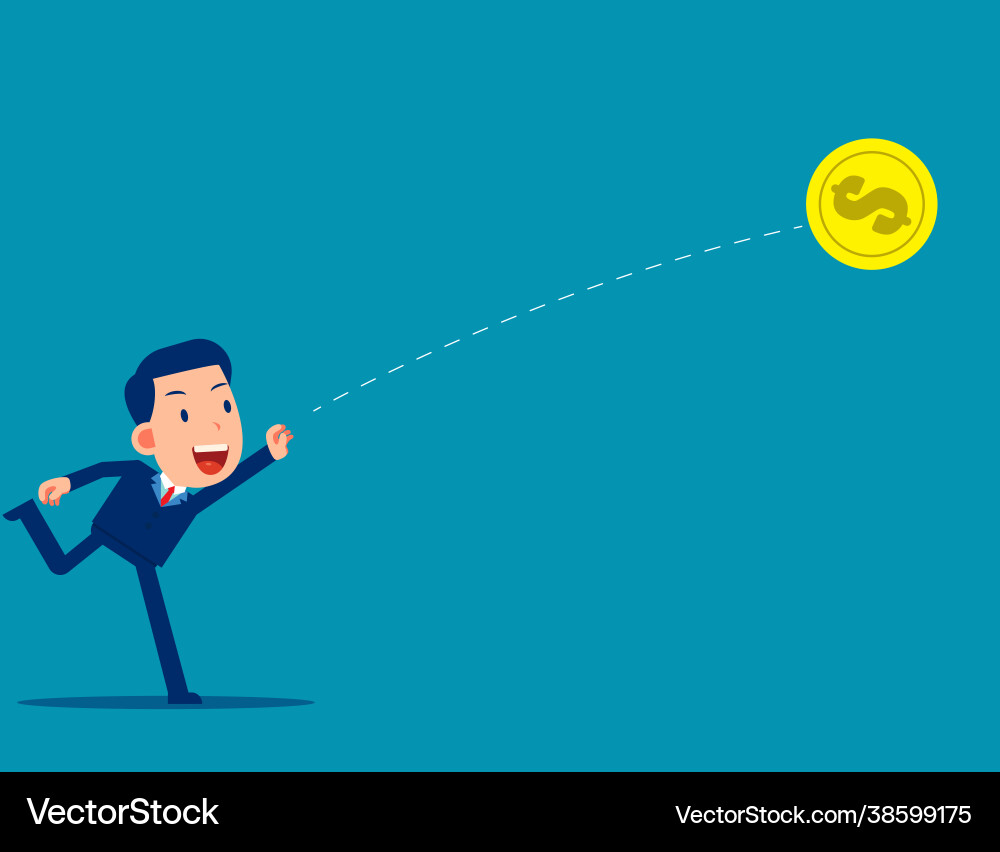 Person throwing dollar coin forward financial Vector Image