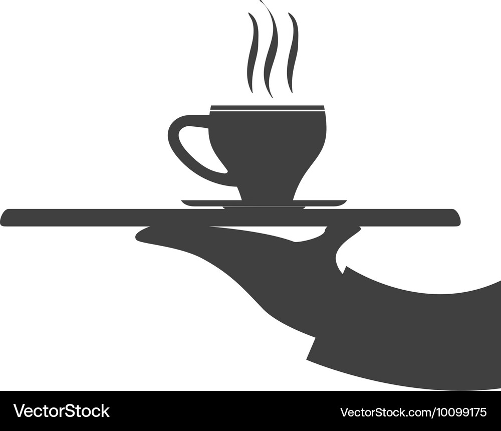 Plate mug arm hand waiter kitchen restaurant icon Vector Image