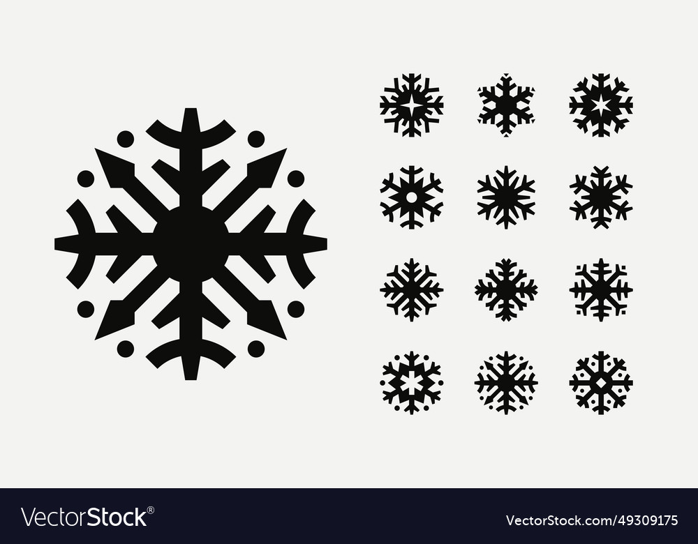 Snowflake solid icons Royalty Free Vector Image