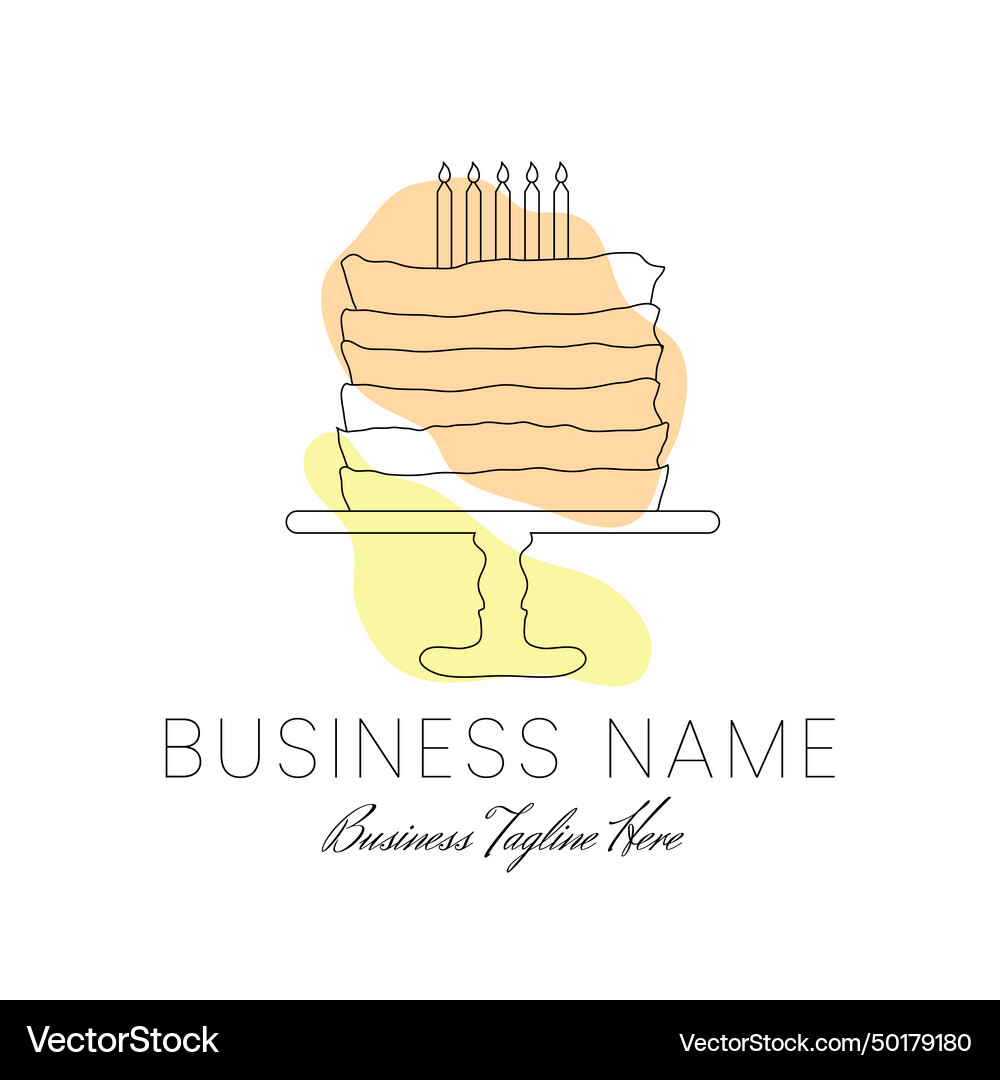 Abstract cake geometric logo design in yellow Vector Image