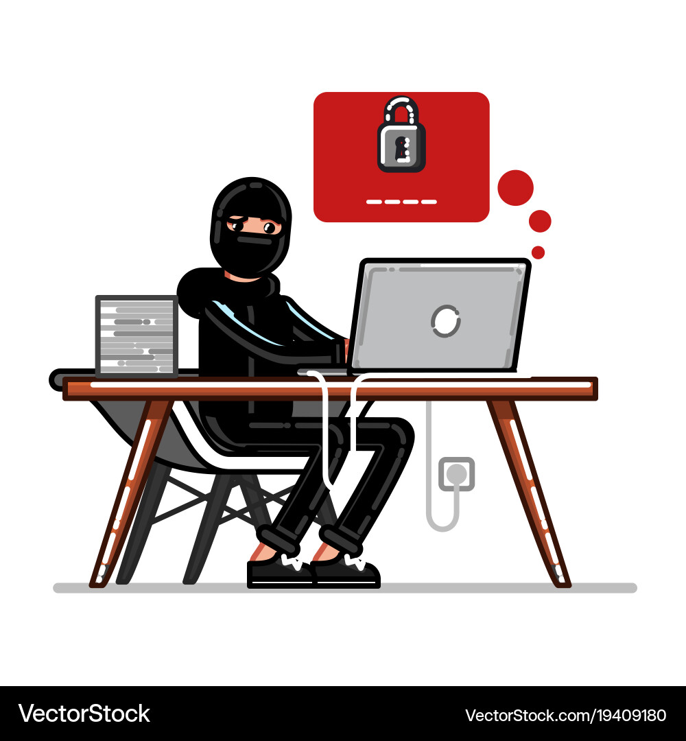 Burglar try to huck Royalty Free Vector Image - VectorStock