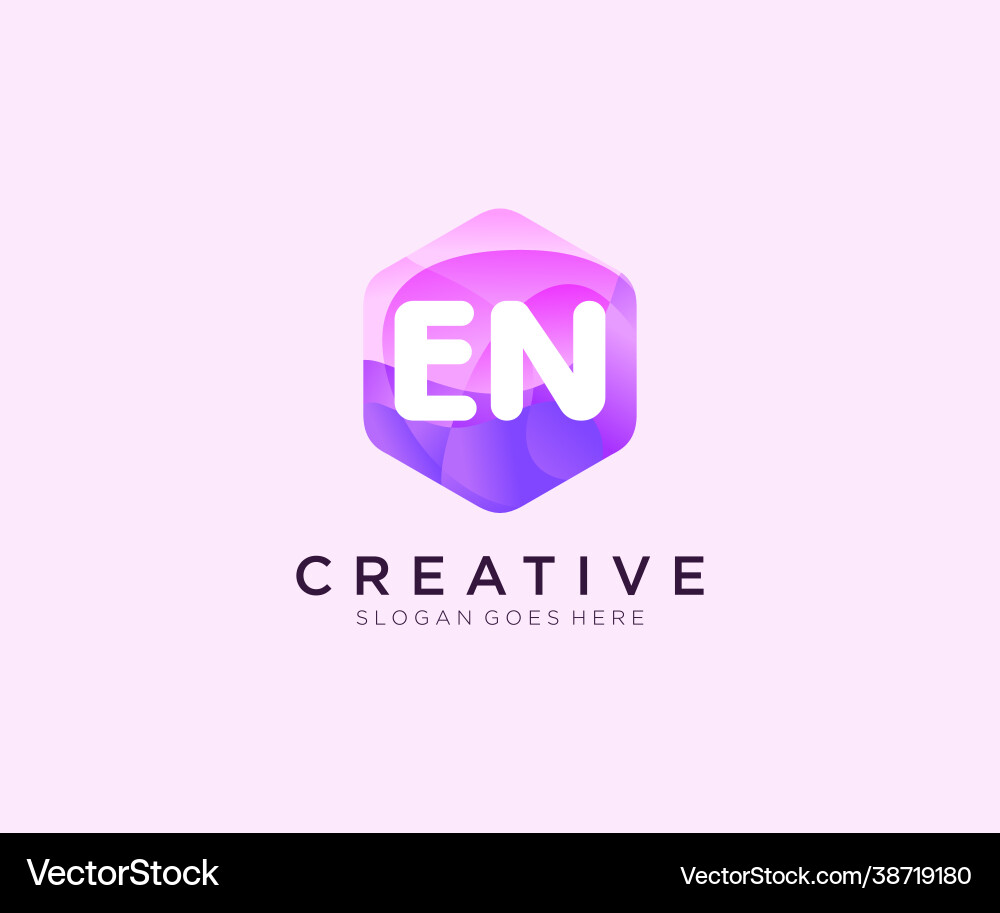 En initial logo with colorful hexagon modern Vector Image
