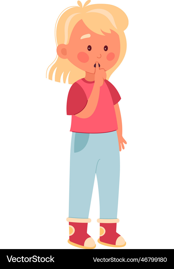Girl showing silence gesture Royalty Free Vector Image