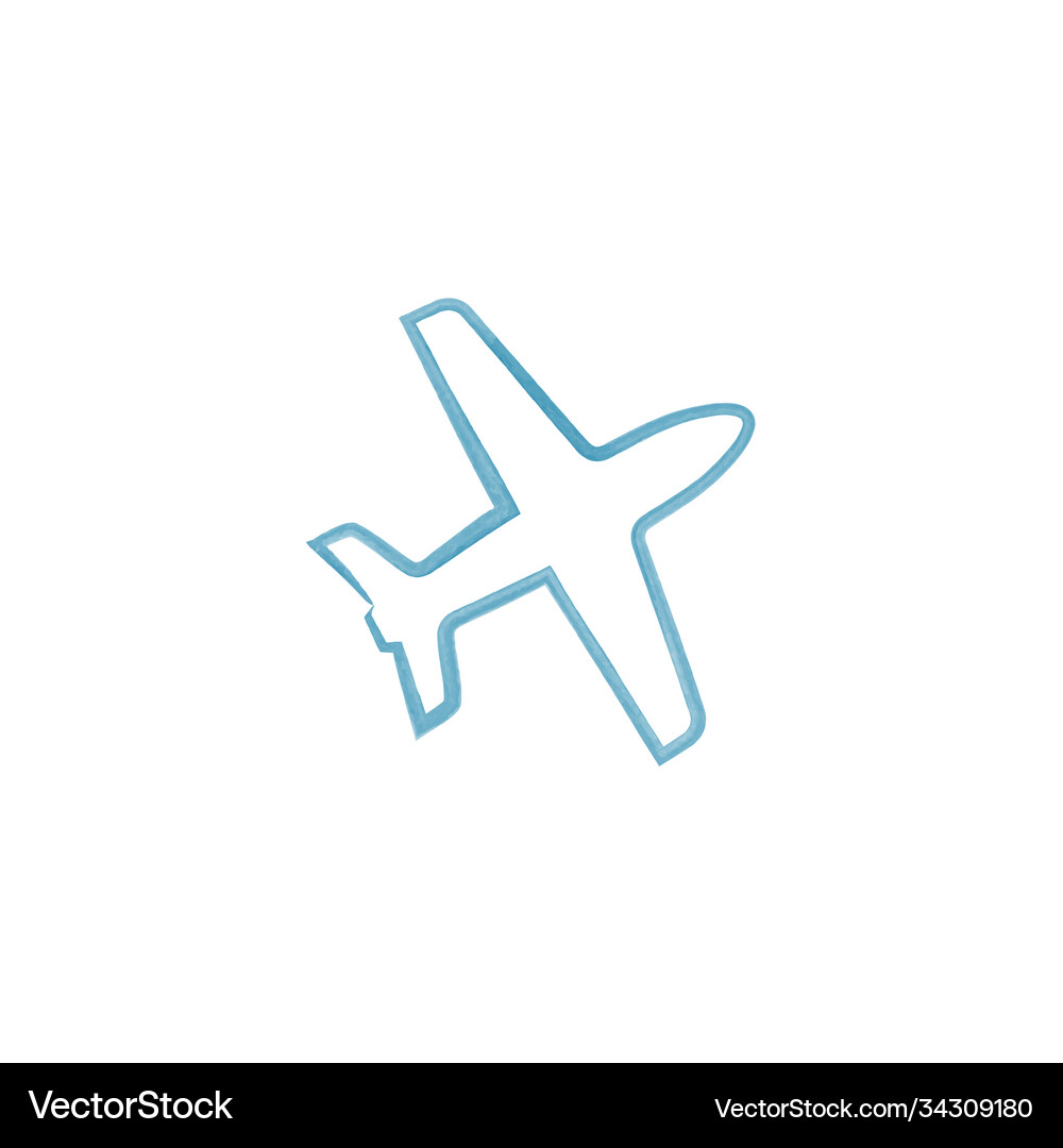 Hand drawn flying airplane icon isolated Vector Image