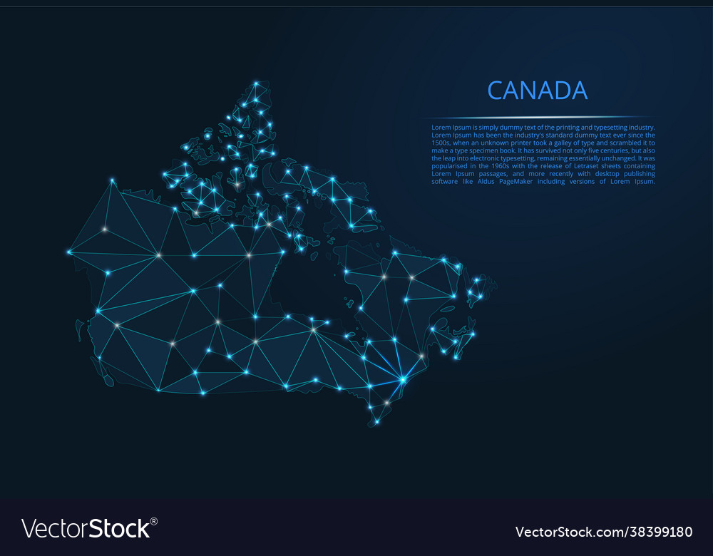 Map network canada low-poly Royalty Free Vector Image