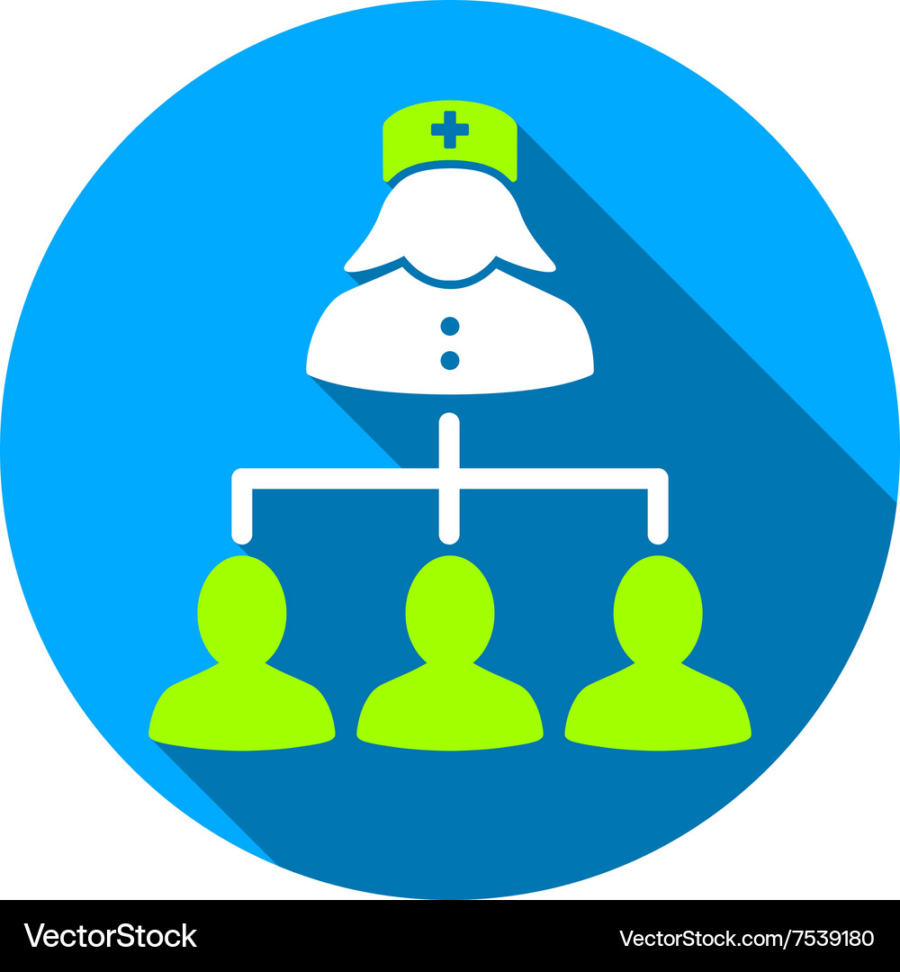 Nurse Patients Connections Flat Round Icon with Vector Image