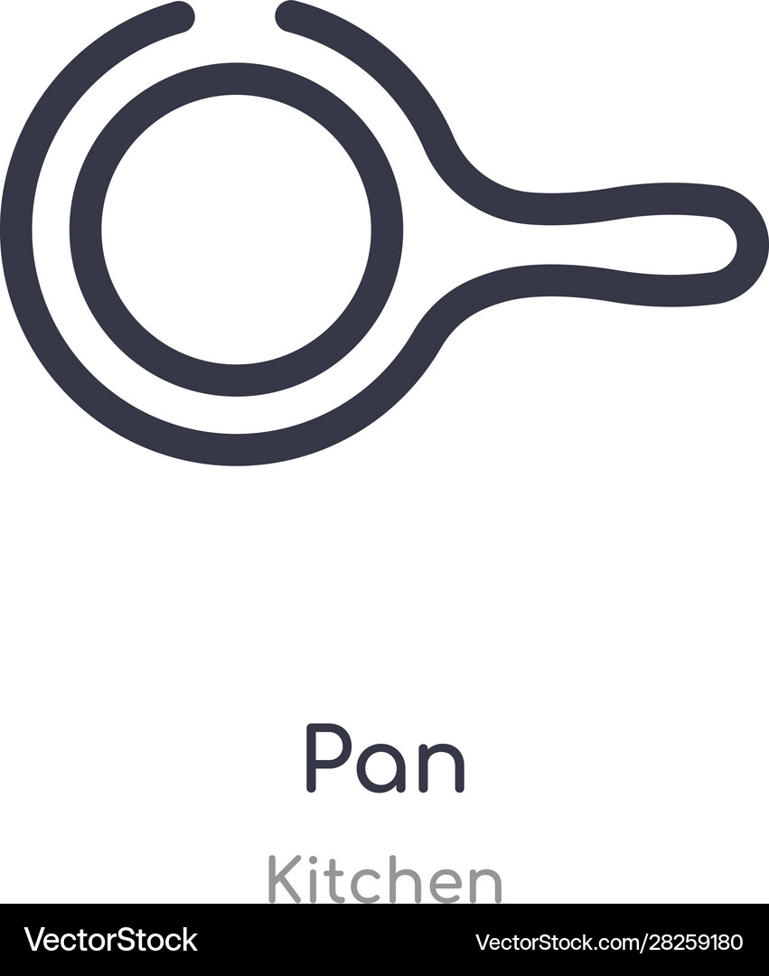 Pan outline icon isolated line from kitchen Vector Image